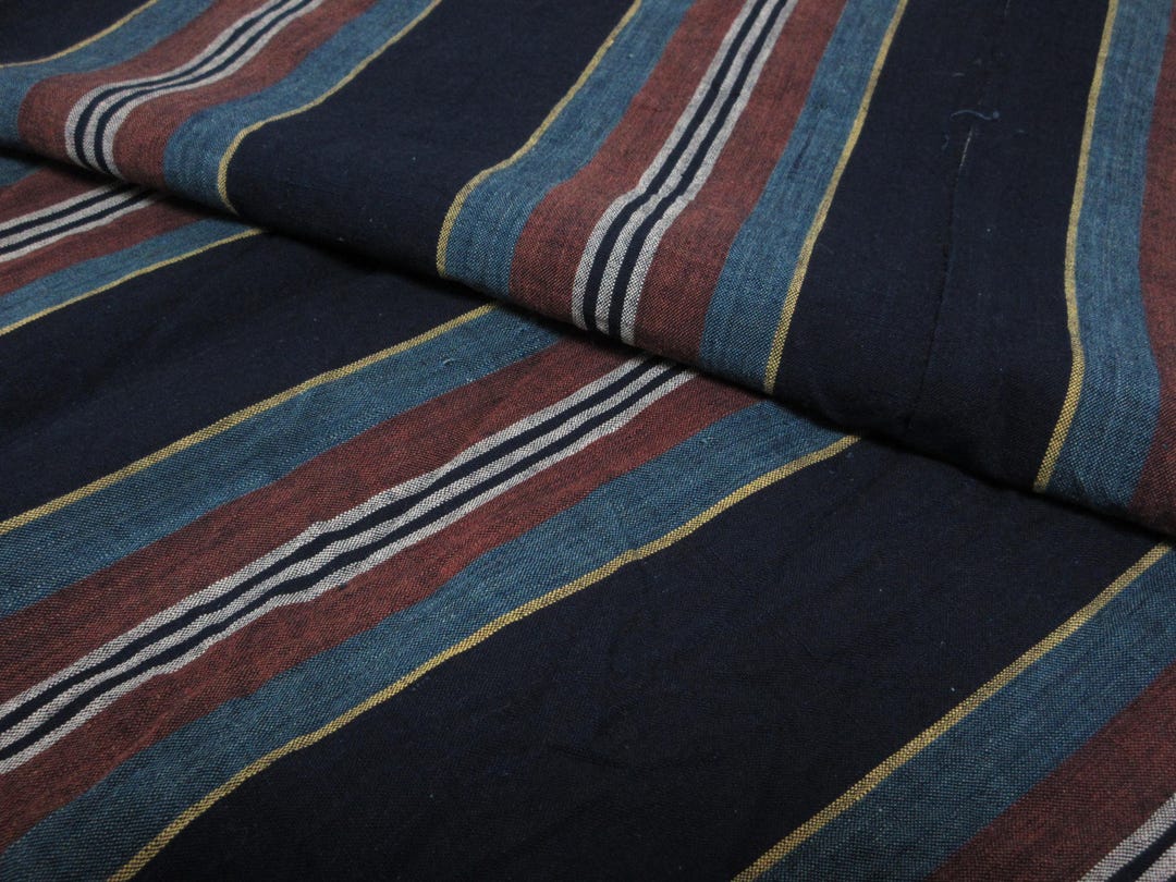 Vintage Japanese Indigo Fabric / Aizome / Shima / Stripe Design / No ...