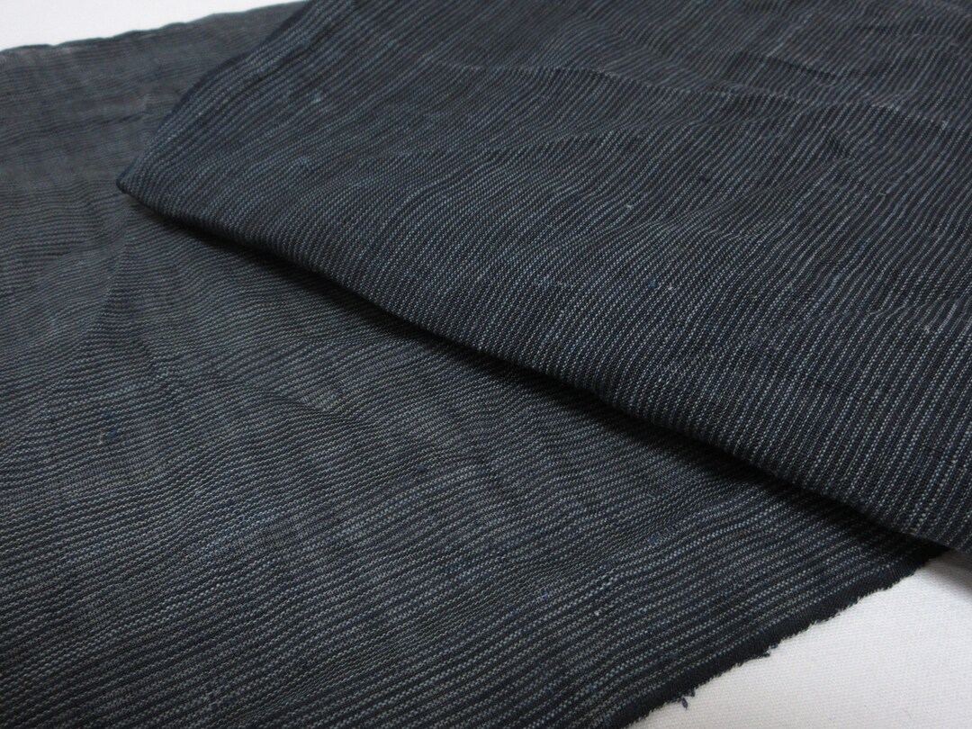 Vintage Japanese Indigo Linen Fabric / Aizome / Asa / Shima / Stripe ...