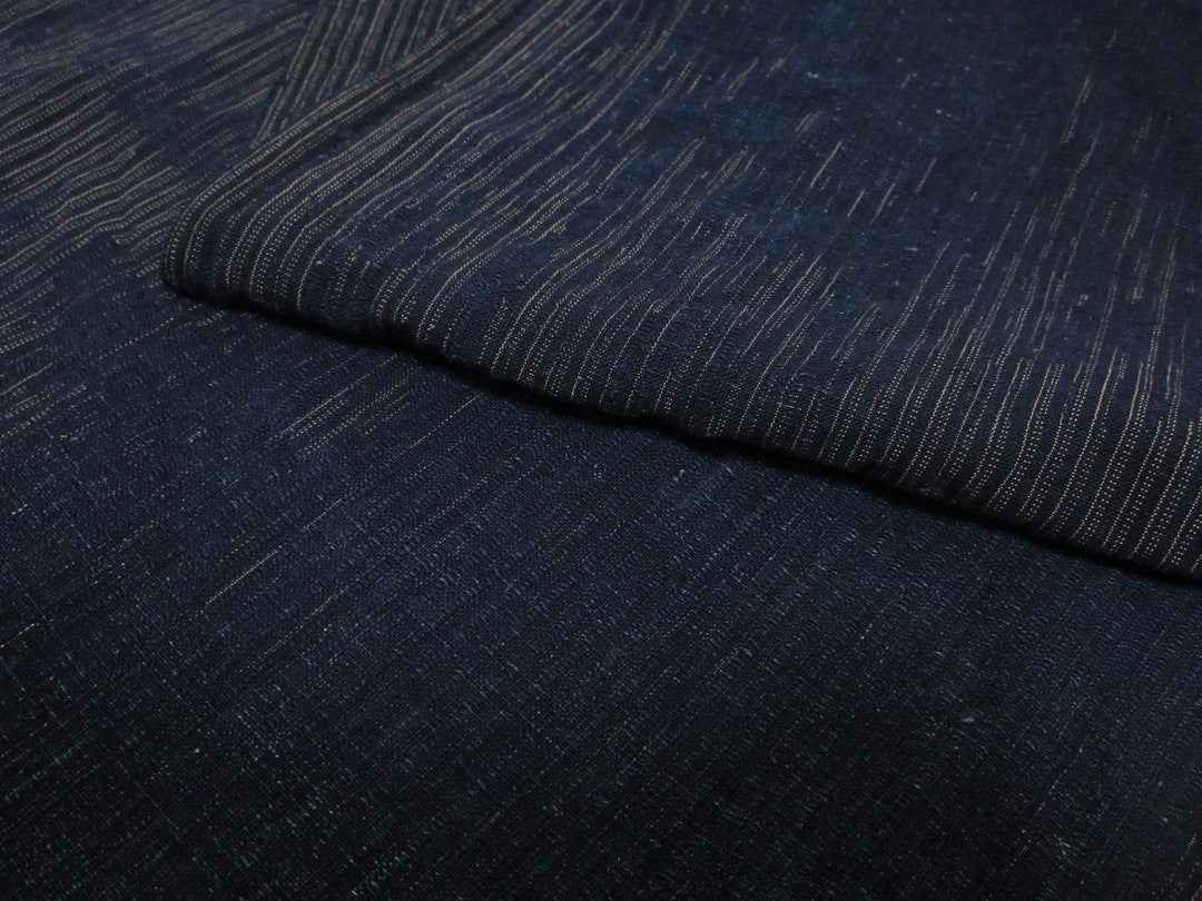 Vintage Japanese Indigo Fabric / Aizome / Shima / Stripe Design / No ...