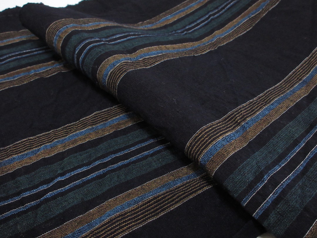 Vintage Japanese Indigo Fabric / Aizome / Shima / Stripe Design / No ...