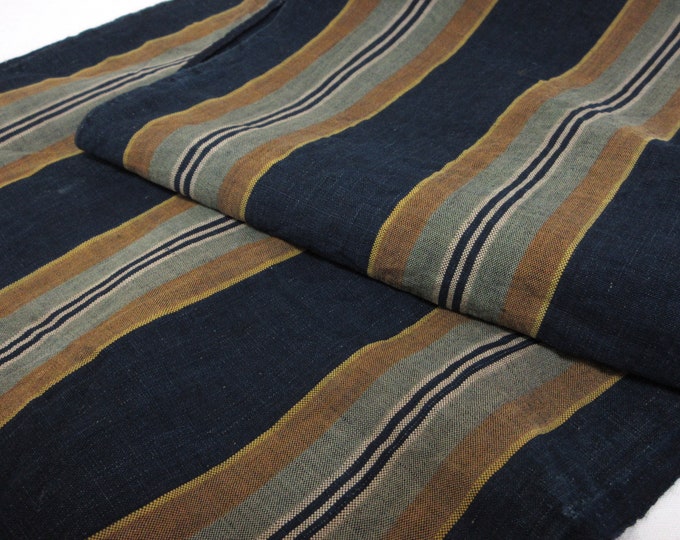 Vintage Japanese Indigo Fabric / Aizome / Shima / Stripe Design / No ...