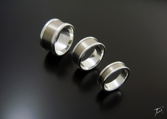 Plain Titanium and Silver Ring - Etsy Australia