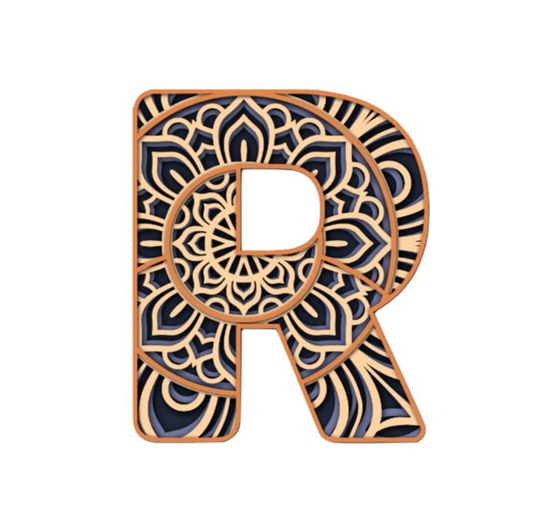3d layered letter R Mandala SVG. Individual SVGs for each | Etsy