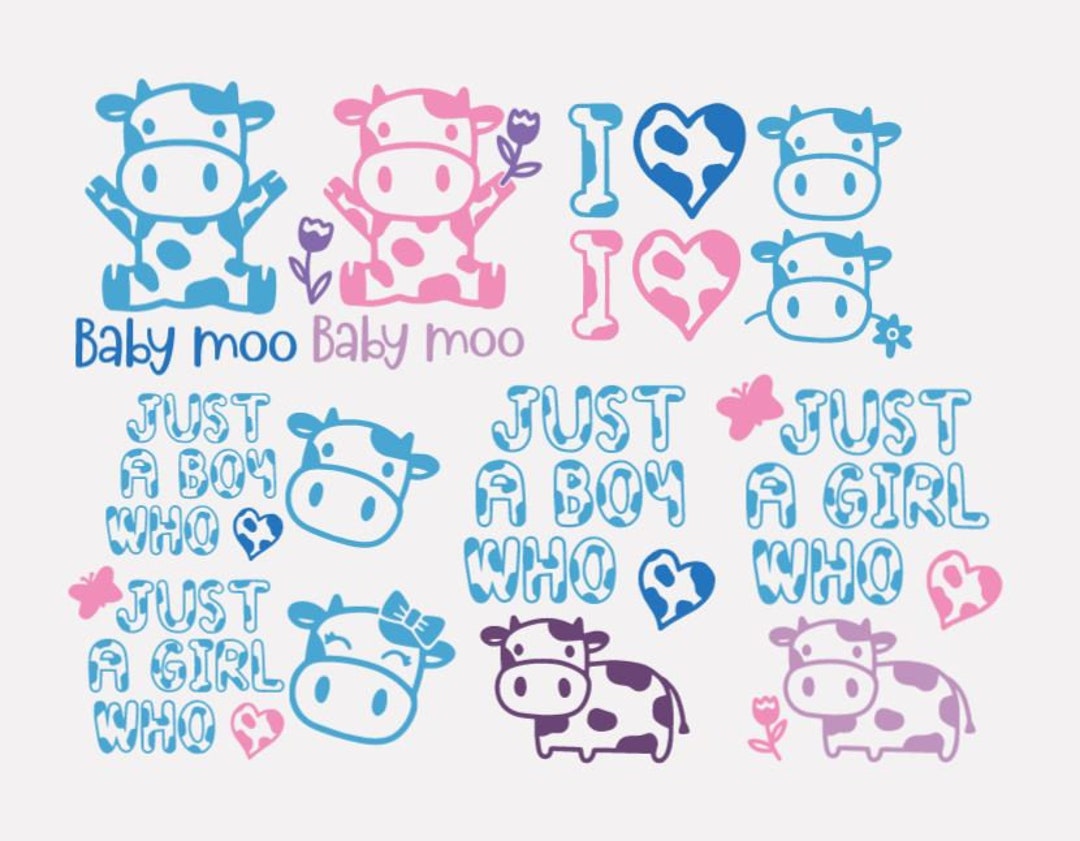 Moo Cow Bundle SVG, DXF, Png Files. Eight Designs Included. Baby/kids ...
