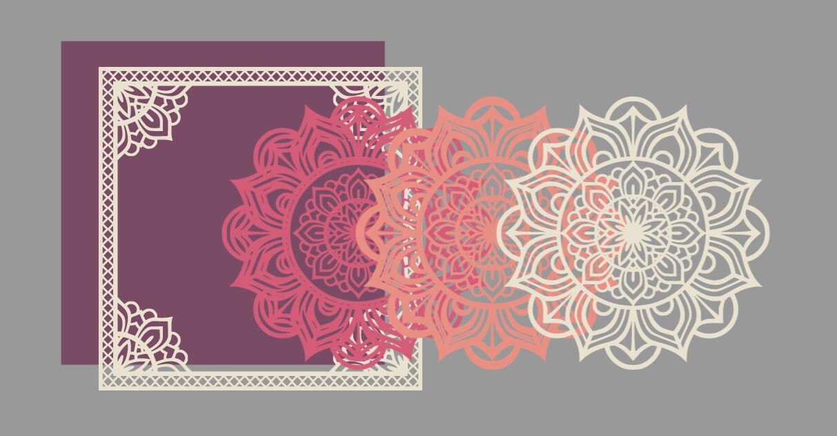 3d Layered Mandala With Square Frame Bundle 2. Four Designs. - Etsy