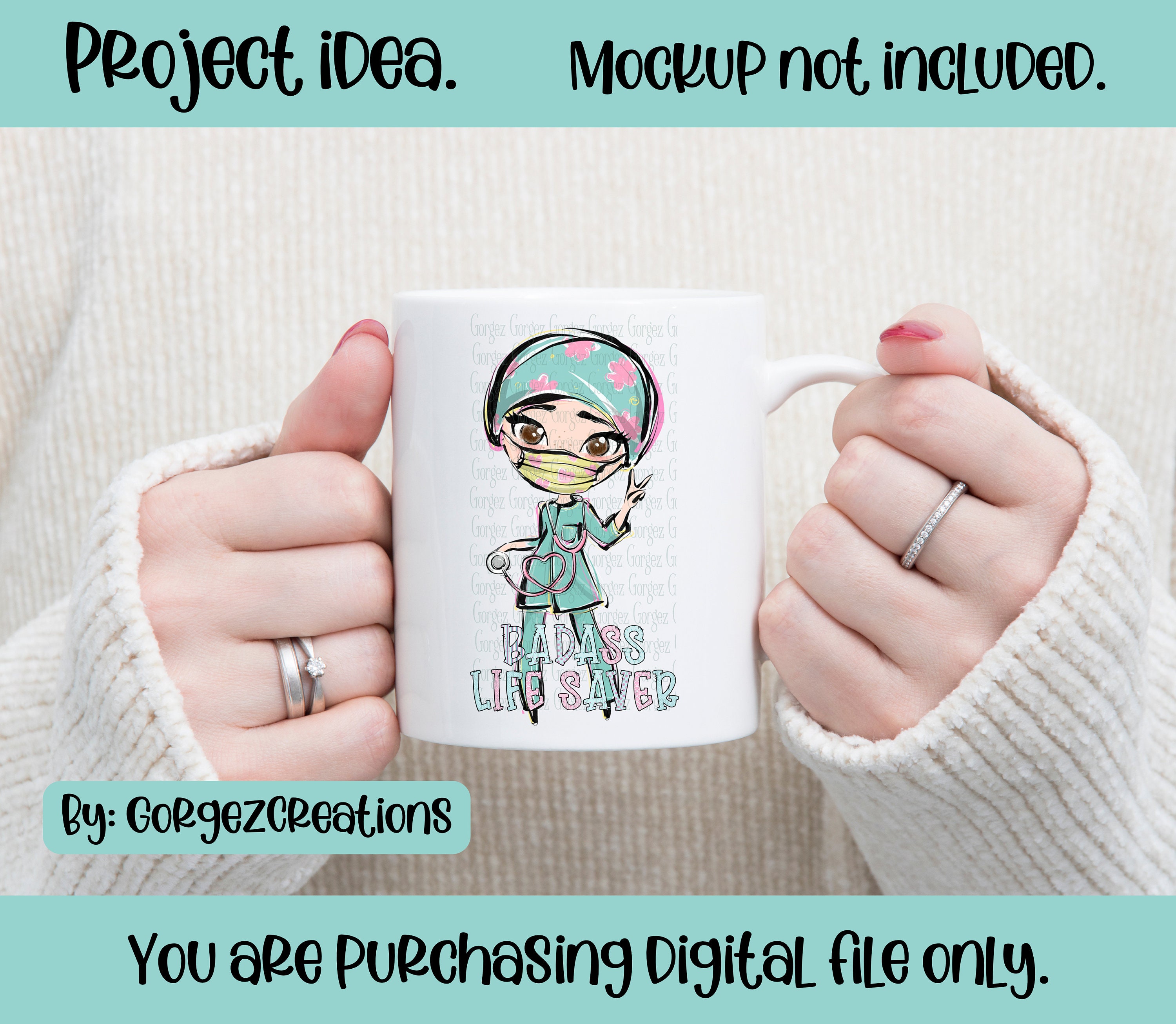 Badass Life Saver PNG Digital File. Sublimation Nurse | Etsy