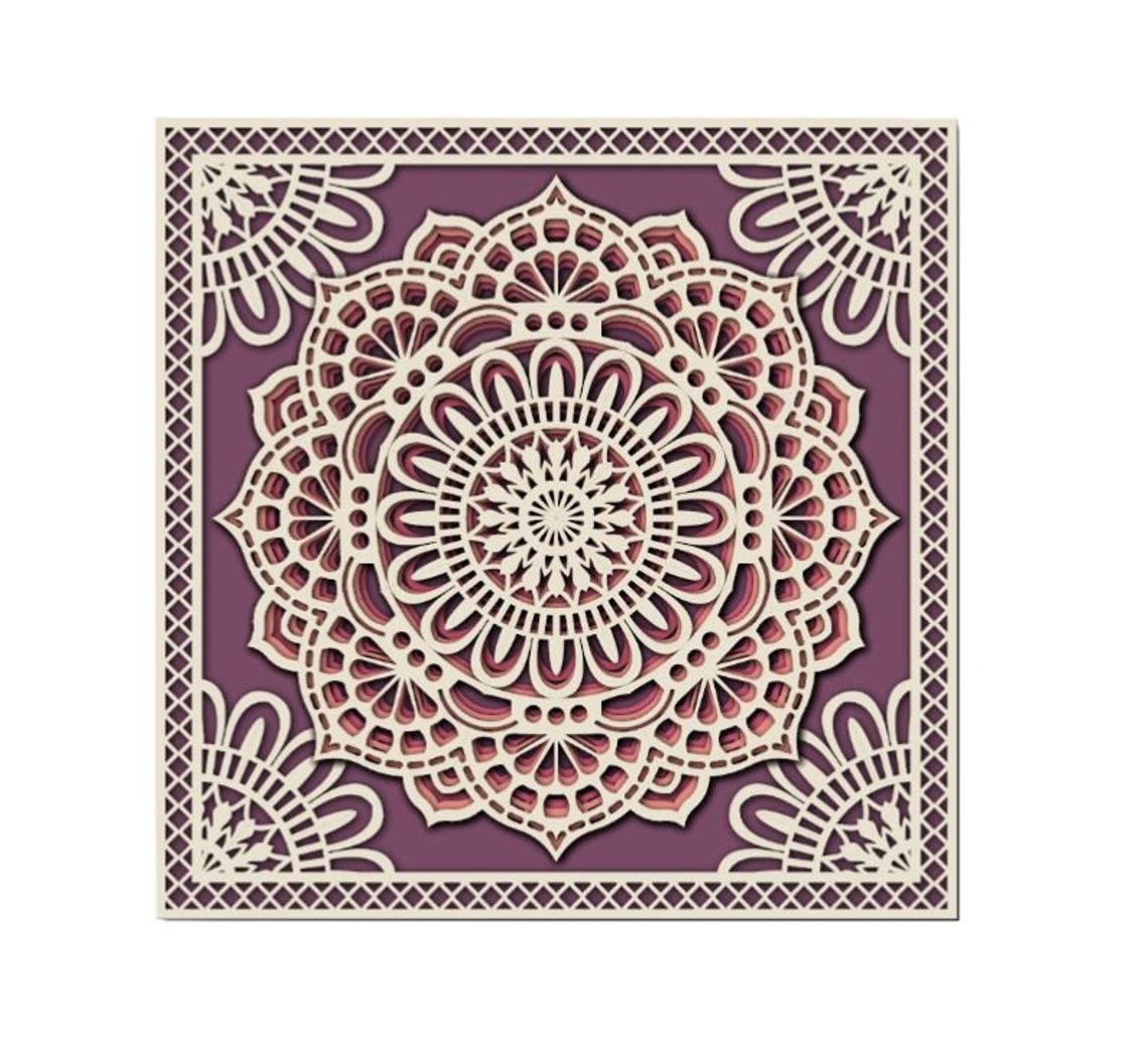 3d Layered Mandala With Square Frame Bundle 1. Four Designs. - Etsy