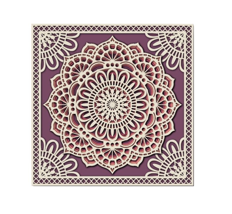 3d Layered Mandala With Square Frame Bundle 1. Four Designs. | Etsy