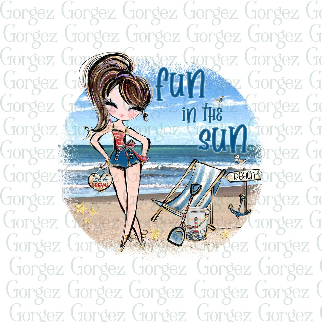 Fun in the Sun PNG. Circular Beach Design, Ocean, Anchor, Sand, Sea ...