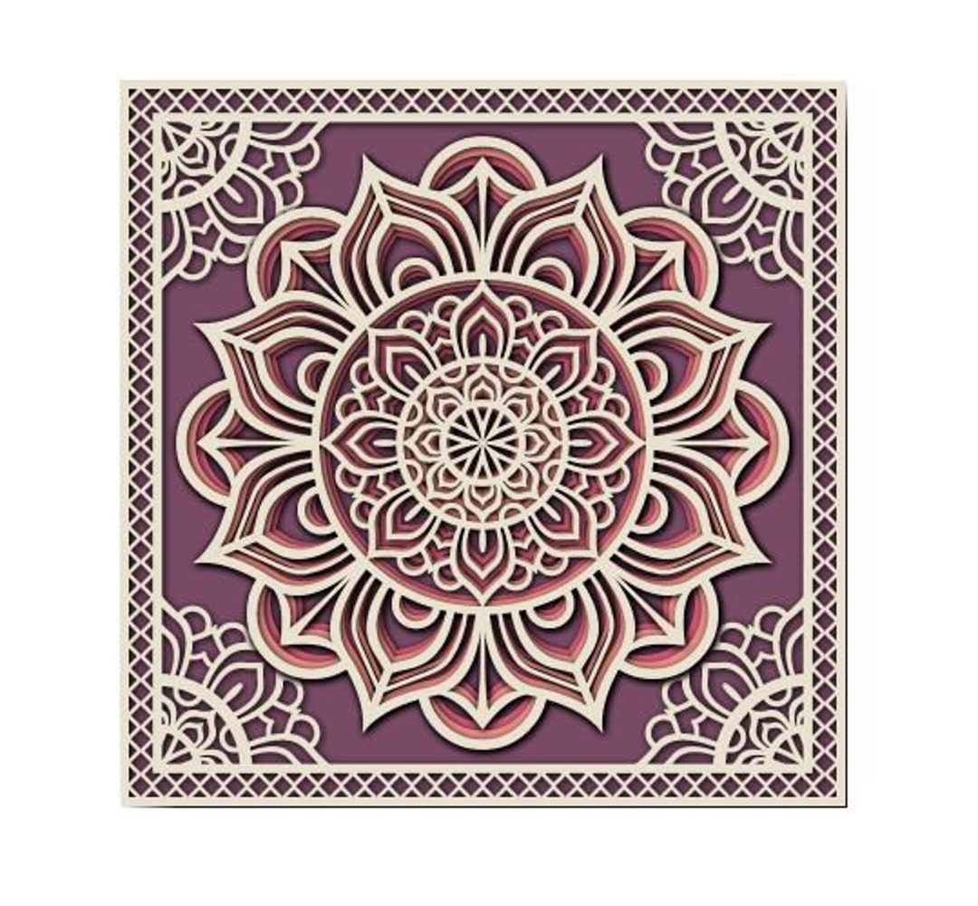3d Layered Mandala With Square Frame Bundle #1. Four Designs ...