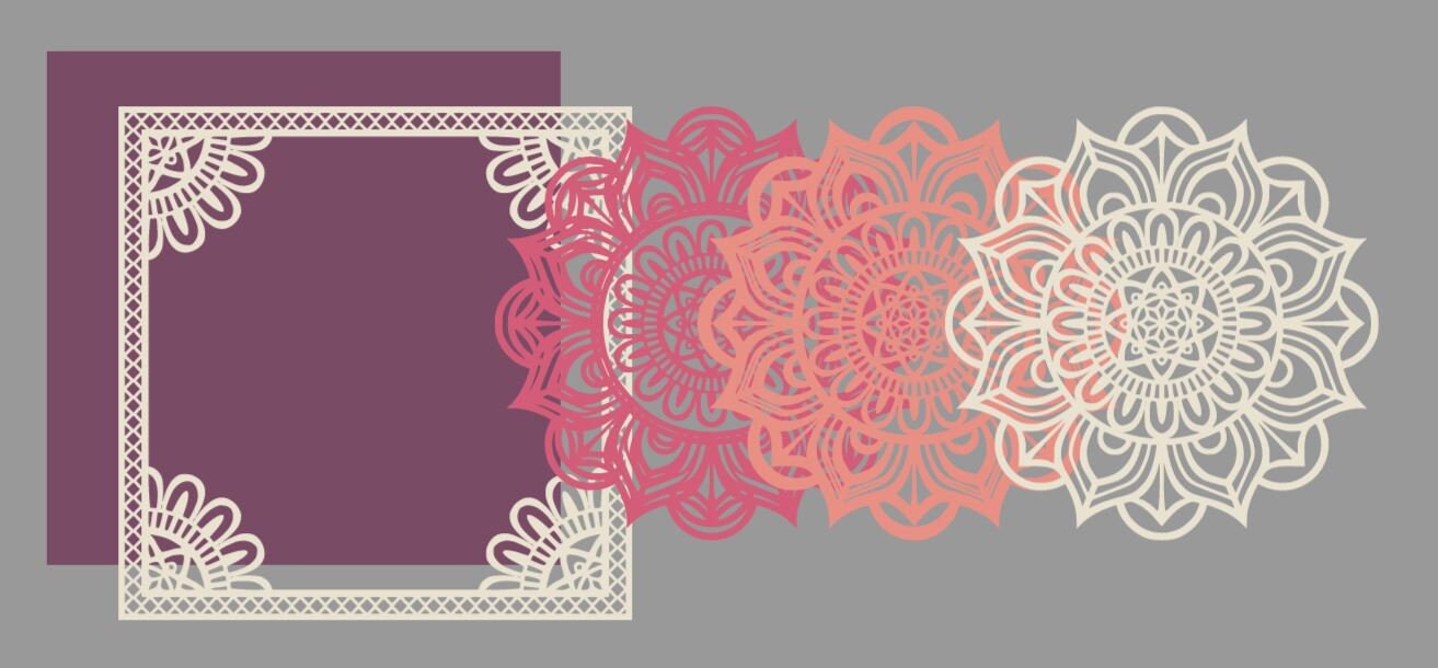 3d Layered Mandala With Square Frame Bundle 2. Four Designs. - Etsy