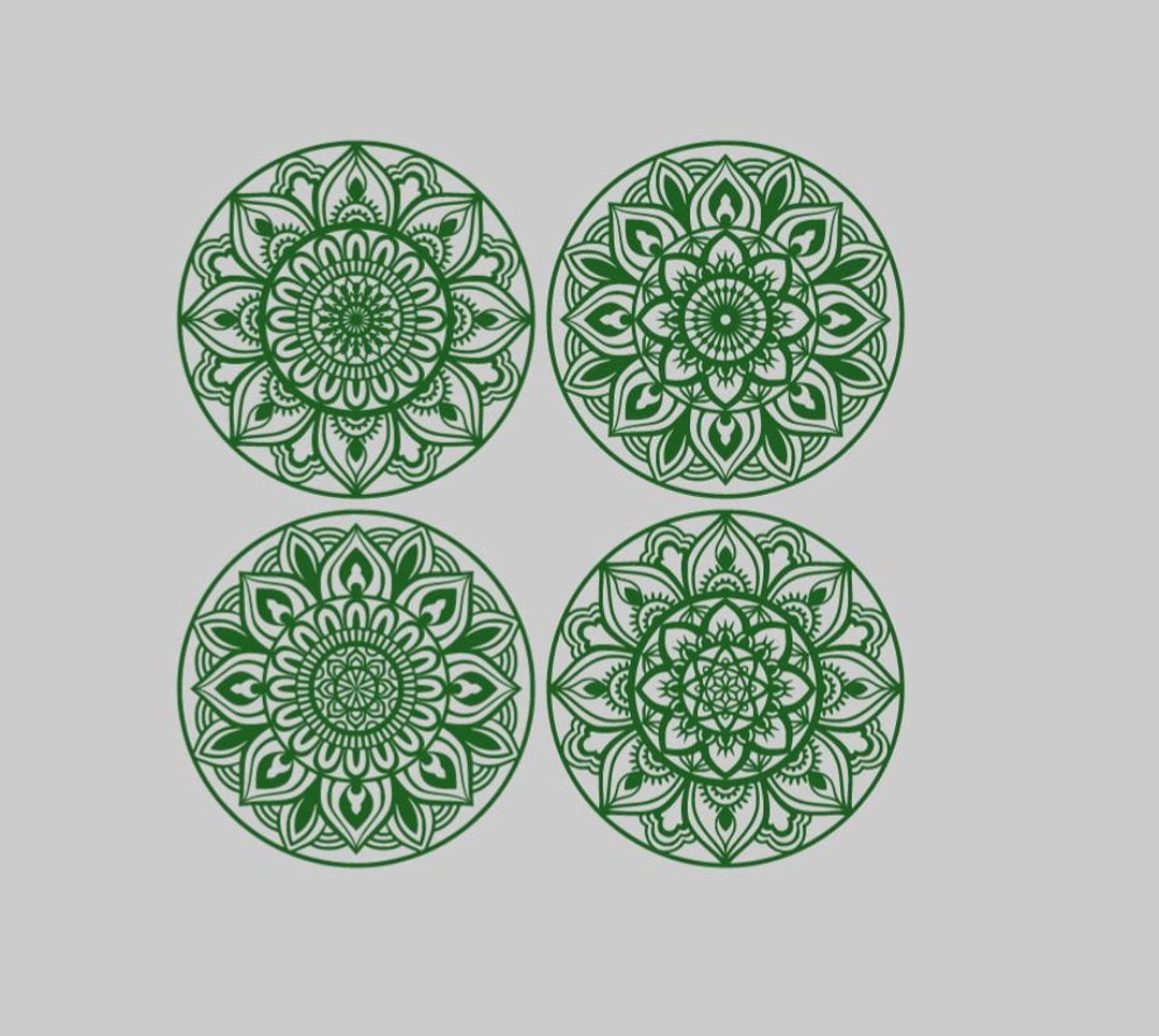 Round Mandala SVG Bundle 1. Four Designs Included. Svg, Png, Dxf, Jpeg ...