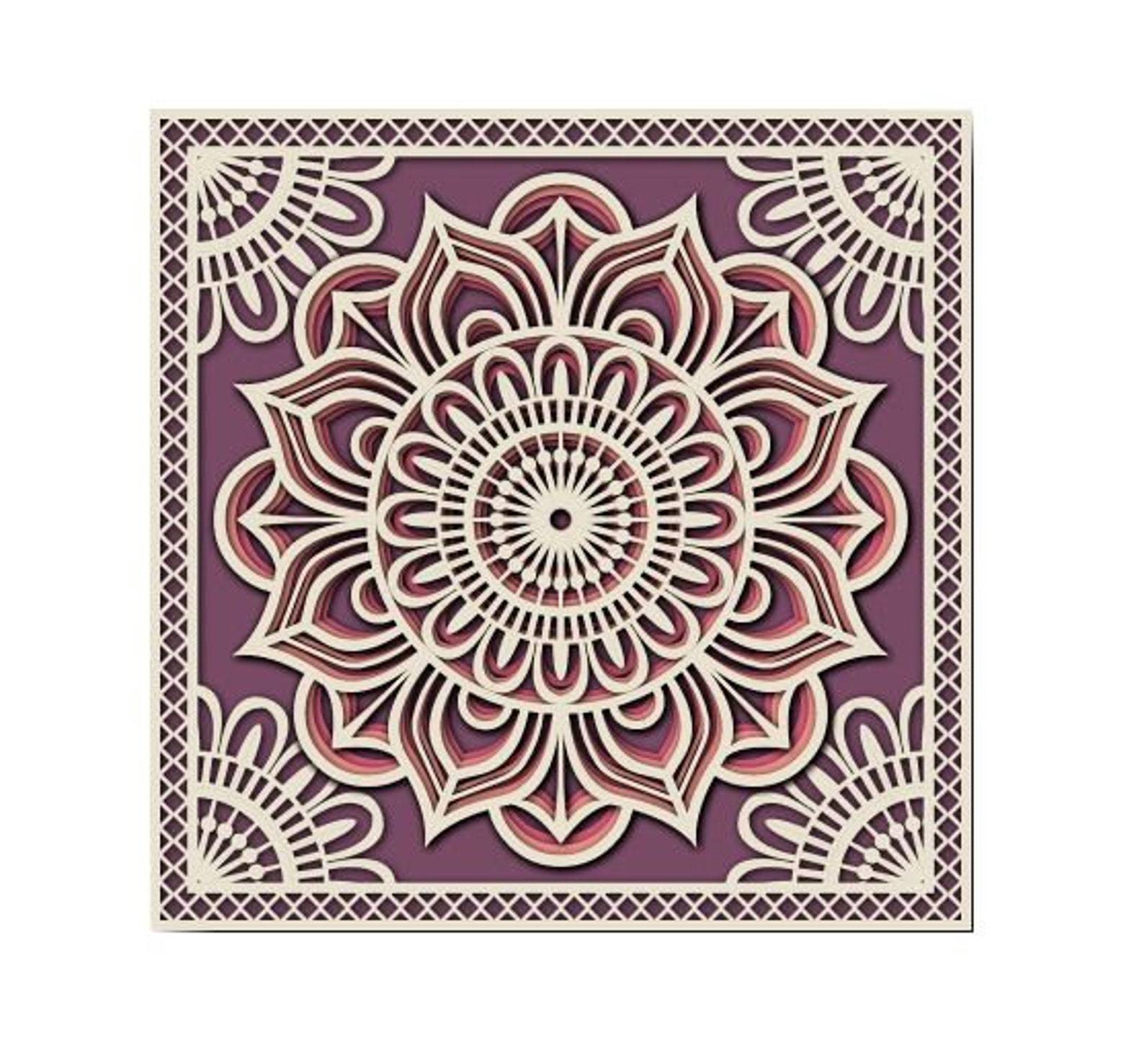 3d Layered Mandala With Square Frame Bundle 1. Four Designs. - Etsy