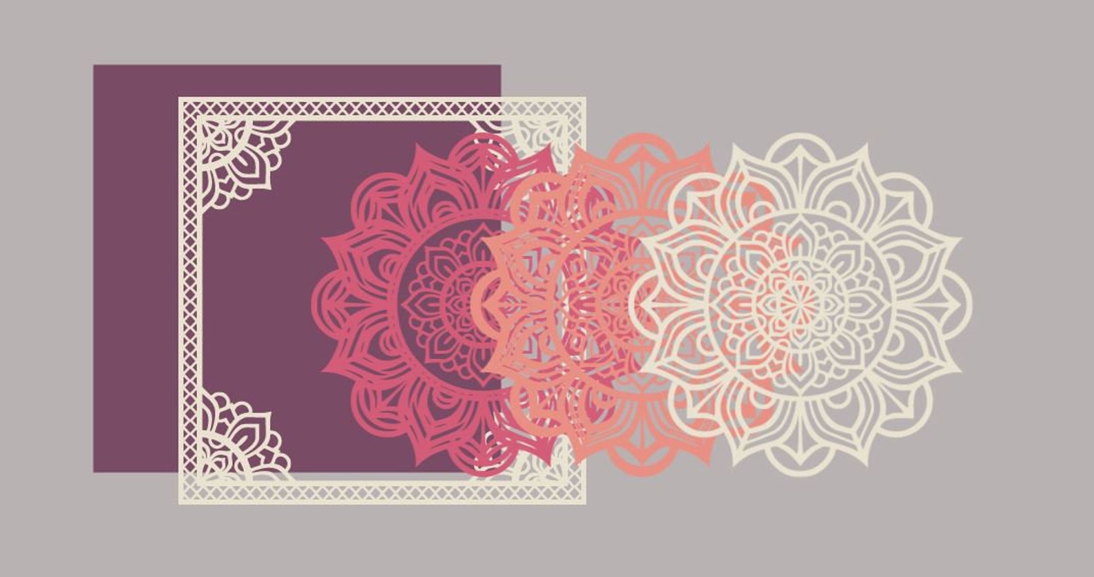 3d Layered Mandala With Square Frame Bundle 1. Four Designs. - Etsy