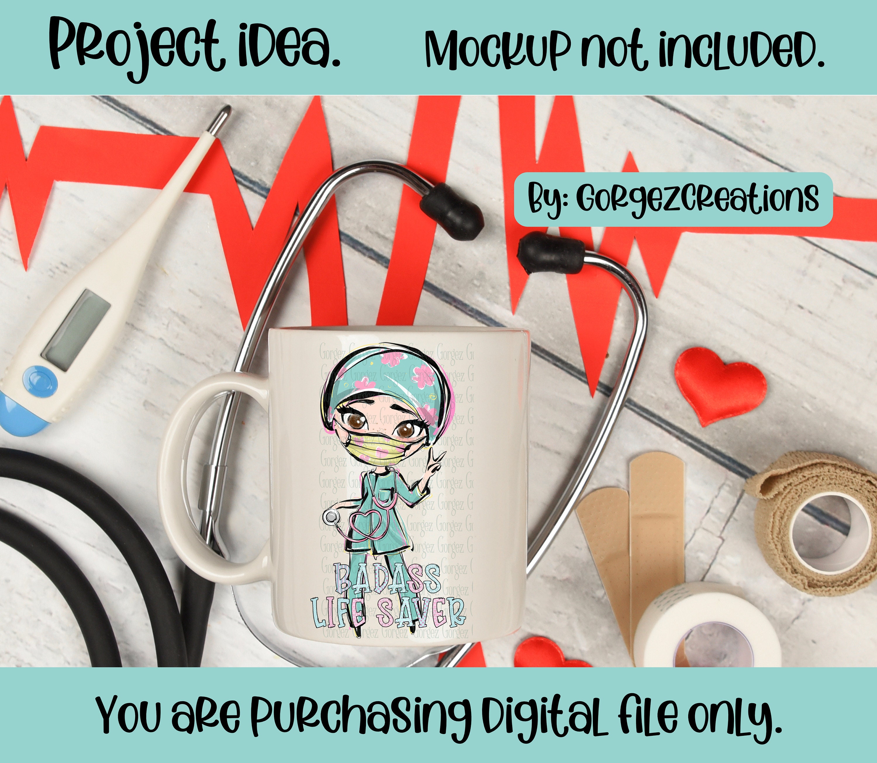 Badass Life Saver PNG Digital File. Sublimation Nurse | Etsy