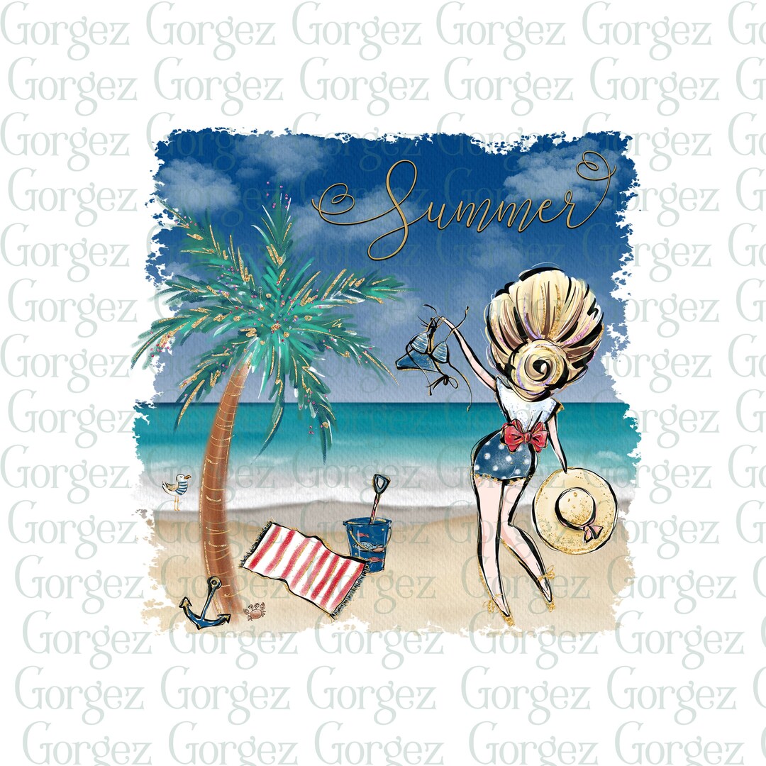 Summer Beach Scene PNG Sublimation. Ocean Beach Bikini - Etsy