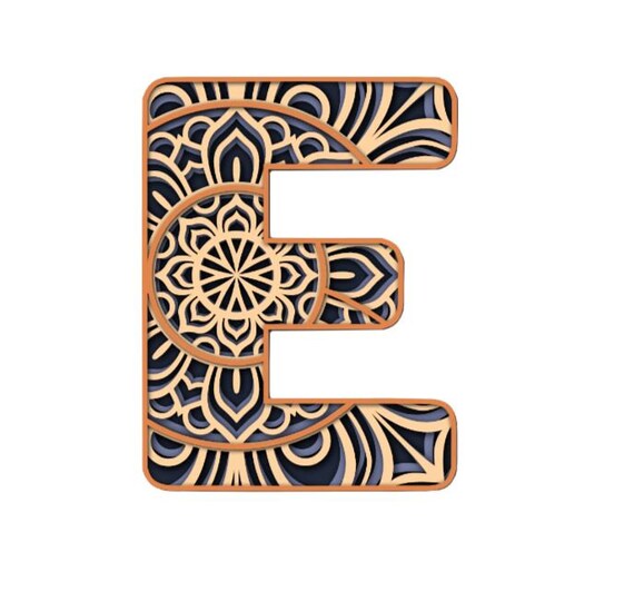 3d layered letter E Mandala SVG. Individual SVGs for each | Etsy