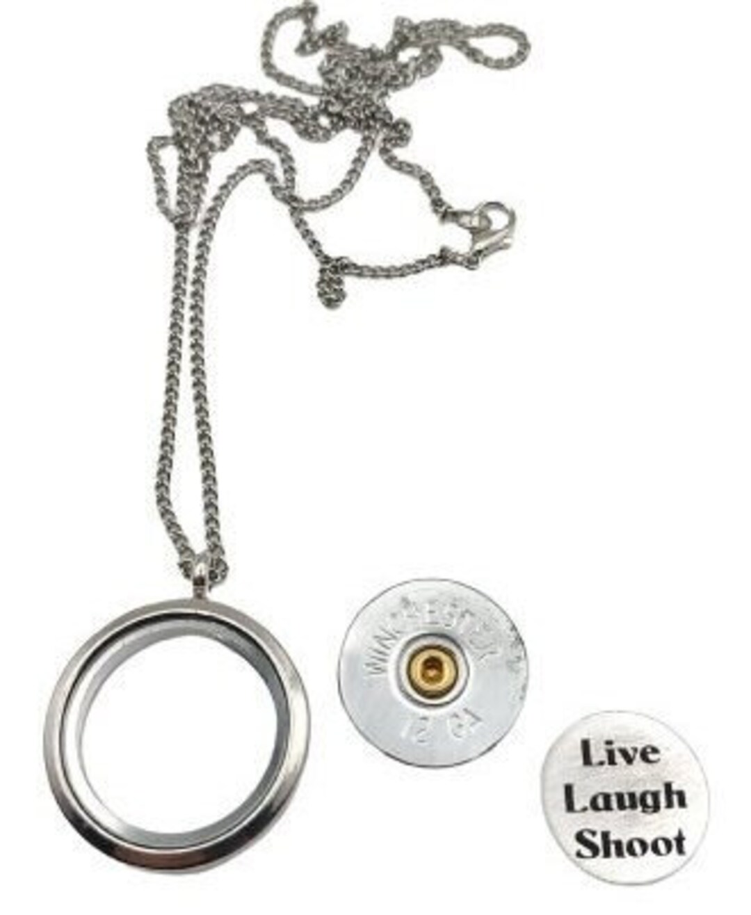 Glass Magnetic Circle Locket With a 12 Gauge Shotgun Shell - Etsy