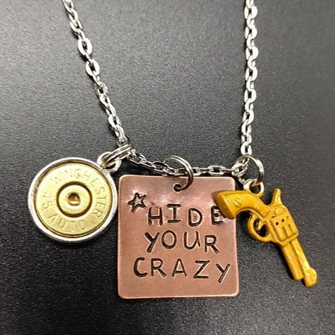 Hide Your Crazy Bullet and Revolver Necklace - Etsy