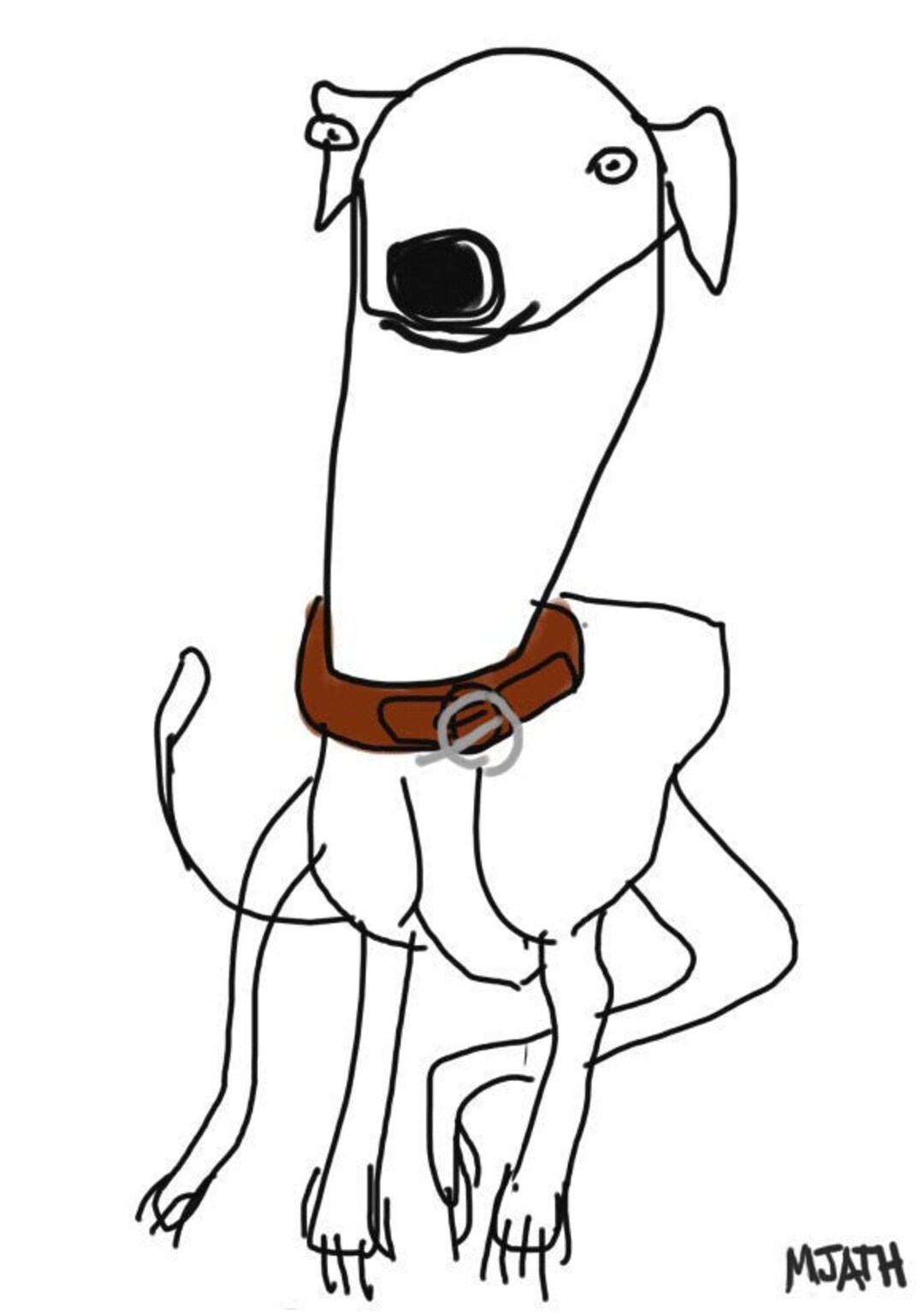 Original Art Print, weird Greyhound 4x6, 5x7, 8x10 and a4 Sizes ...