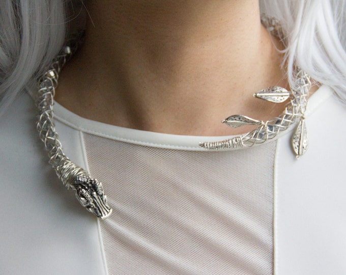 Sterling Silver Plated Daenerys Dragon Choker. Game of Thrones Costume ...