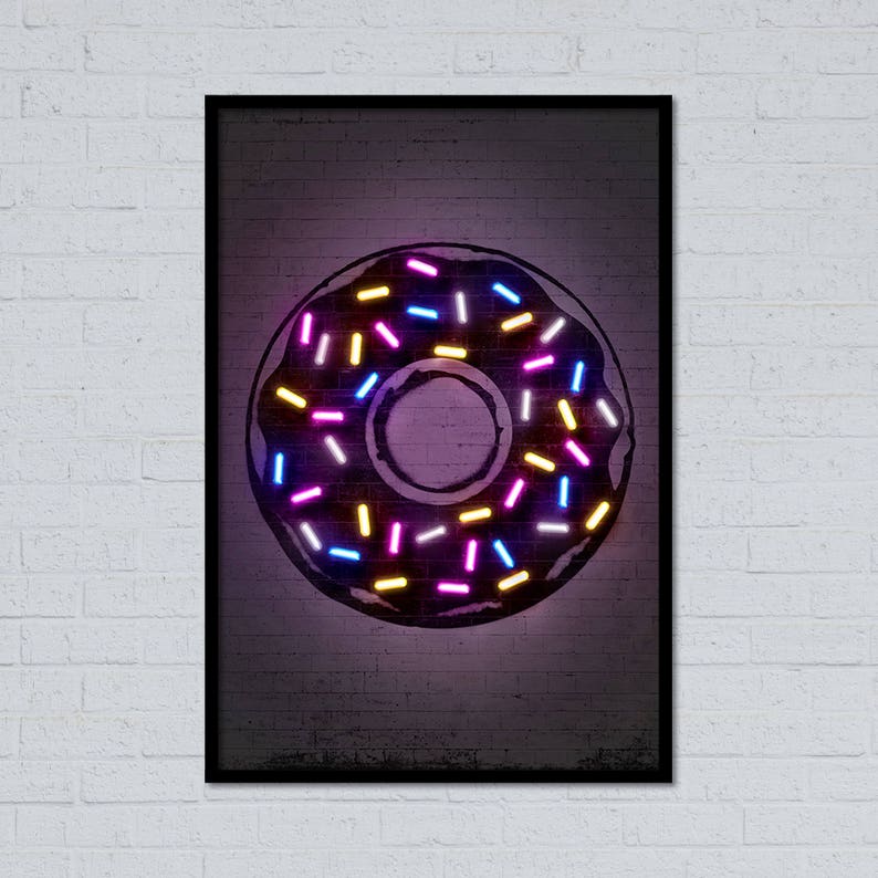 Donut Art Donut Print Neon Donut Neon Art Neon Sign Donut Etsy