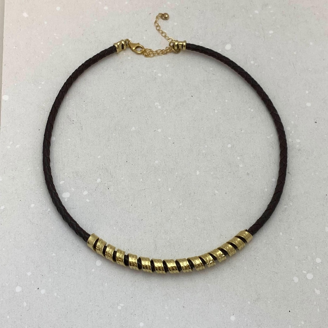 Hebrew Gold Leather Necklace Engraved Jewish Love Verses Woman of Valor ...