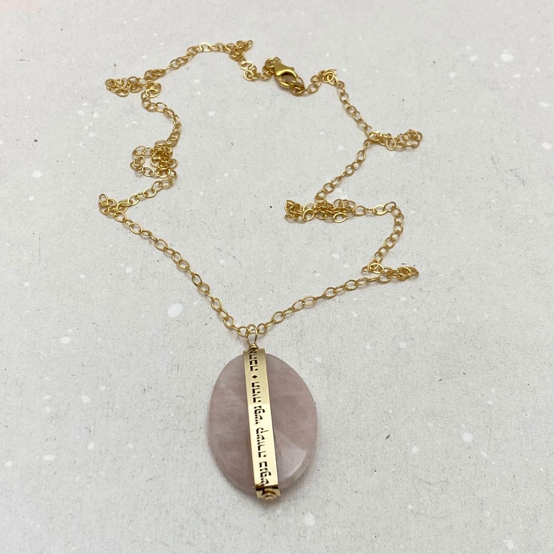 Personalized Engraved Rose Quartz Pendant Necklace - Etsy
