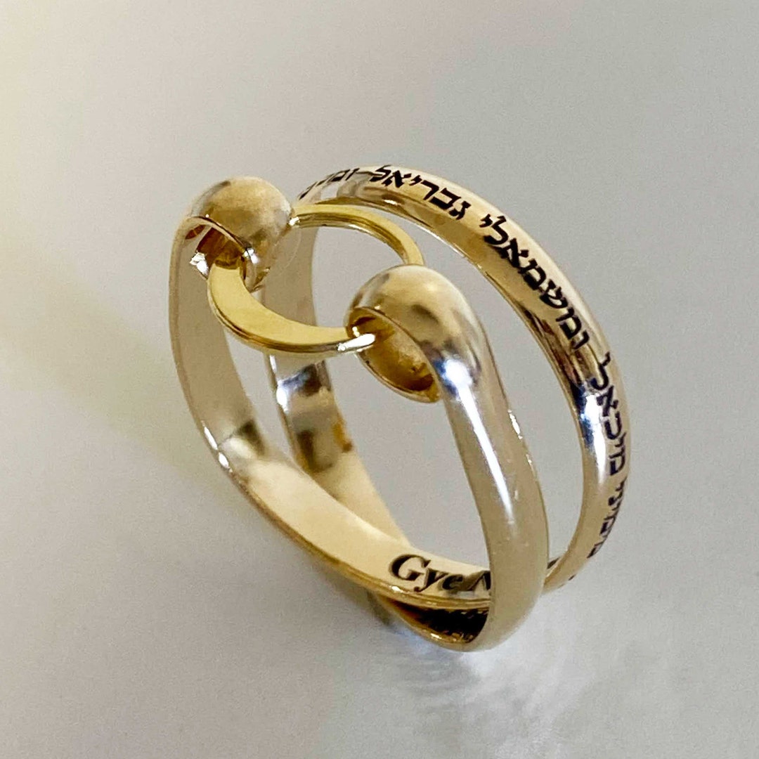 Personalized Gold Jewish Ring, Engraved With Blessing of the Angels - Etsy
