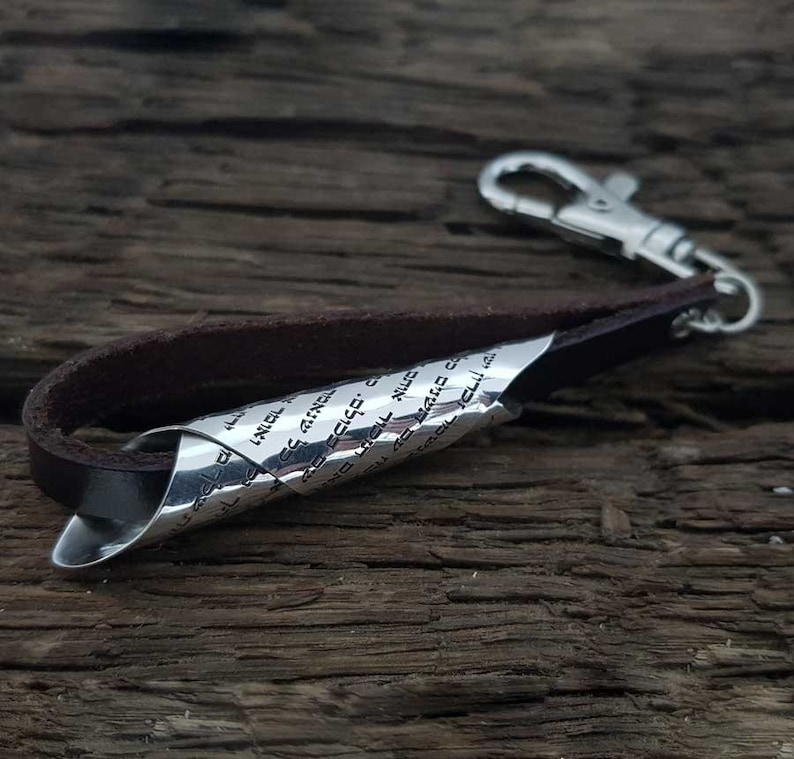 Personalized Silver Leather Keychain With Custom Engraving | Etsy