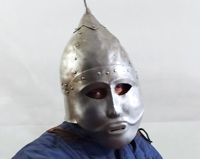 Mongolian Helmet With Face Mask, Eastern Battle Helmet Bagatur, Mongol ...