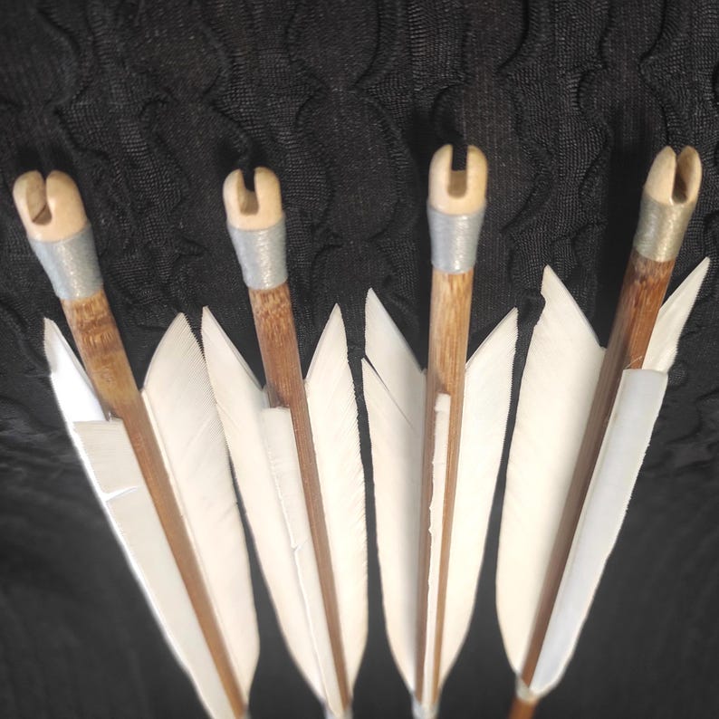 Kyudo Bamboo Arrows – Japanese Archery Training Set, White Feather ...