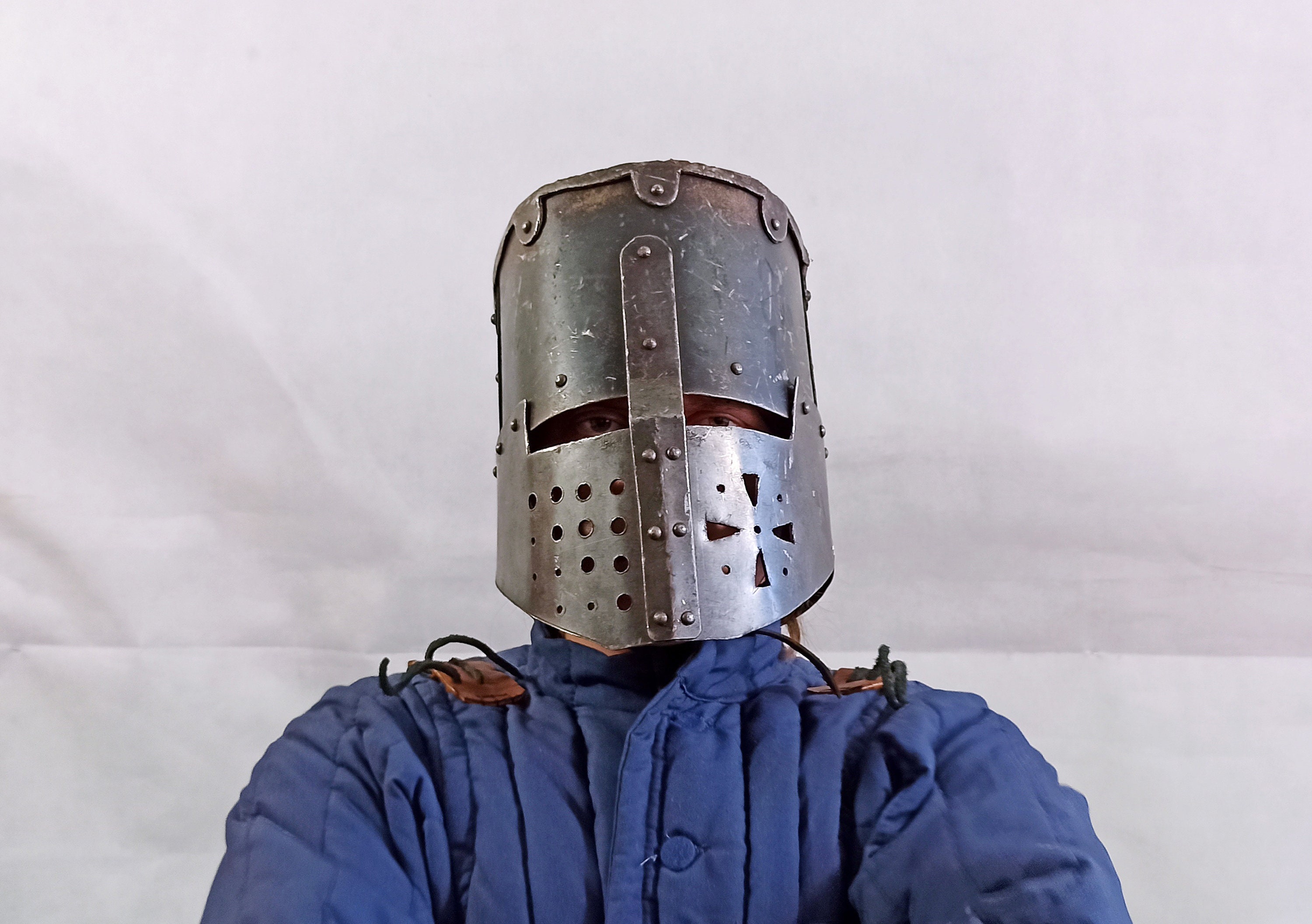 Great Helm Steel Medieval Pot Helm SCA Knights Black Bucket - Etsy UK