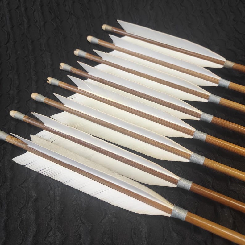 Kyudo Bamboo Arrows – Japanese Archery Training Set, White Feather ...