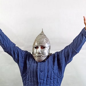 Mongolian Helmet With Face Mask Eastern Battle Helmet - Etsy