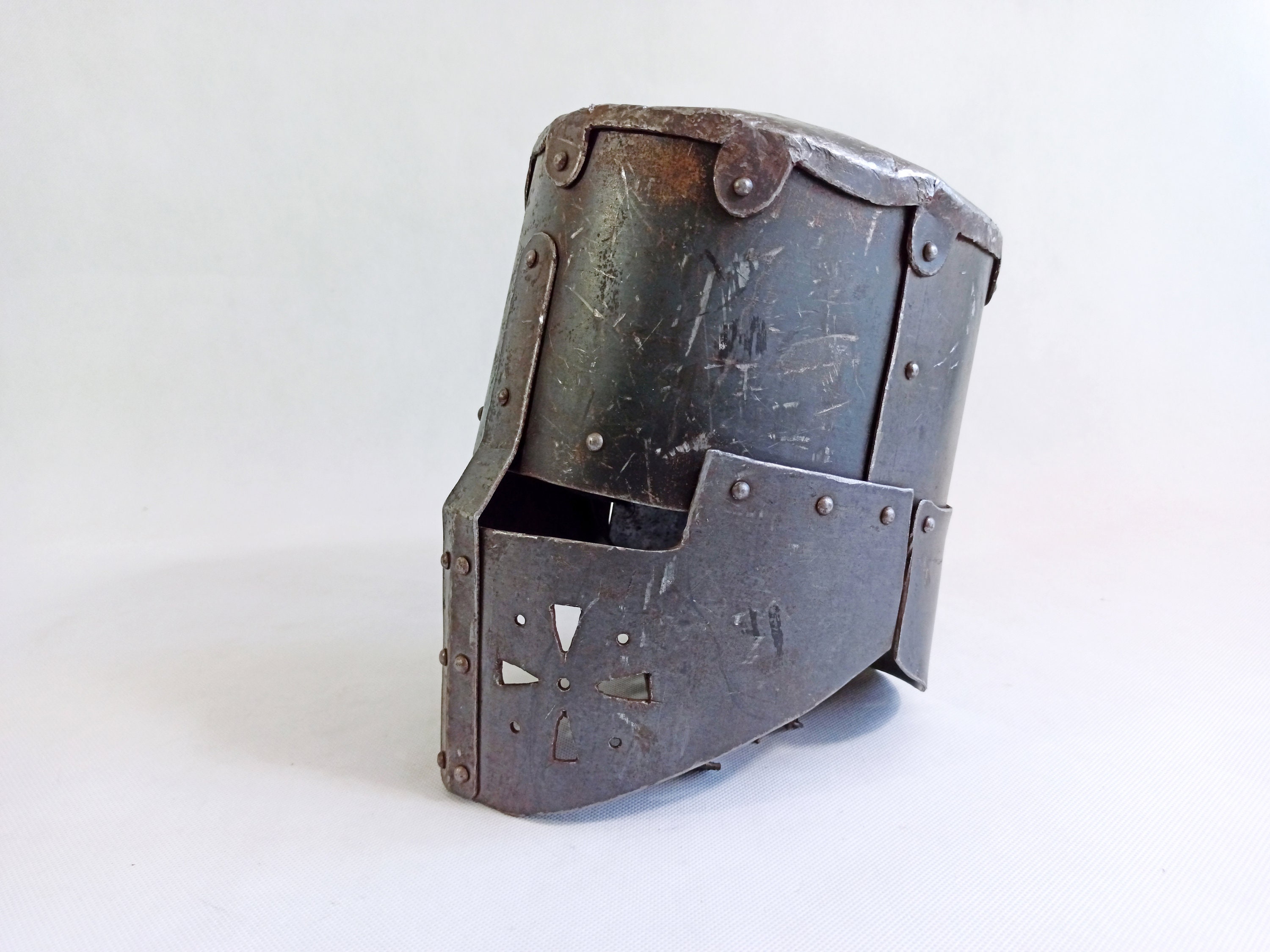 Great Helm Steel Medieval Pot Helm SCA Knights Black Bucket - Etsy UK