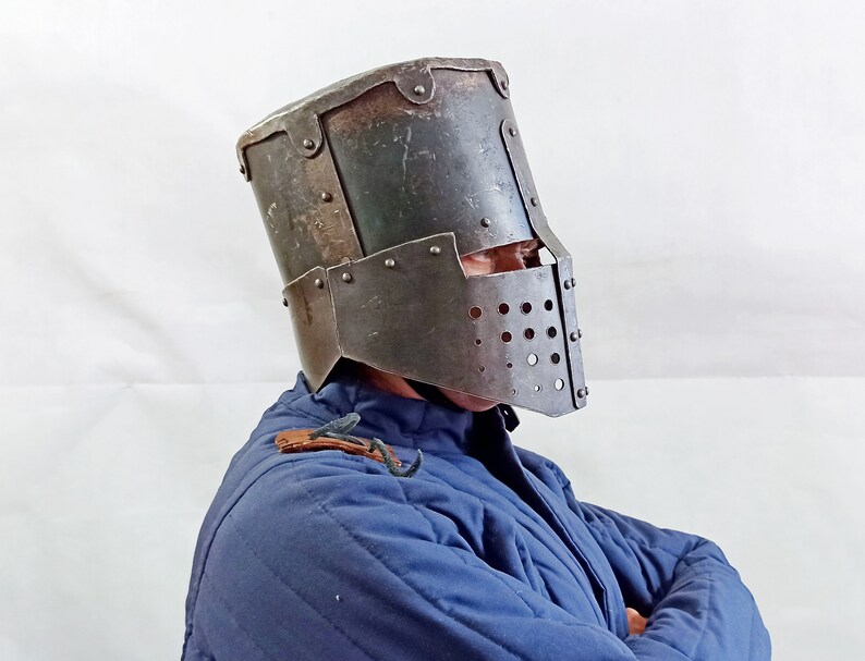 Great Helm Steel Medieval Pot Helm SCA Knights Black Bucket - Etsy UK