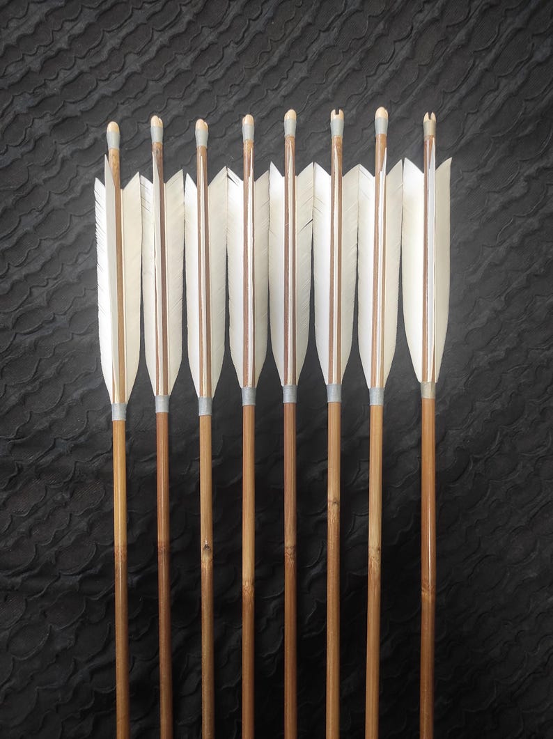Kyudo Bamboo Arrows – Japanese Archery Training Set, White Feather ...