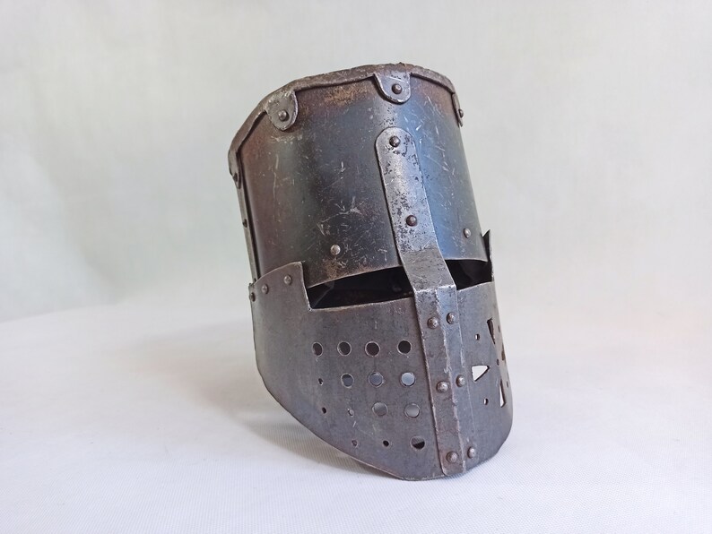 Great Helm Steel Medieval Pot Helm SCA Knights Black Bucket - Etsy UK