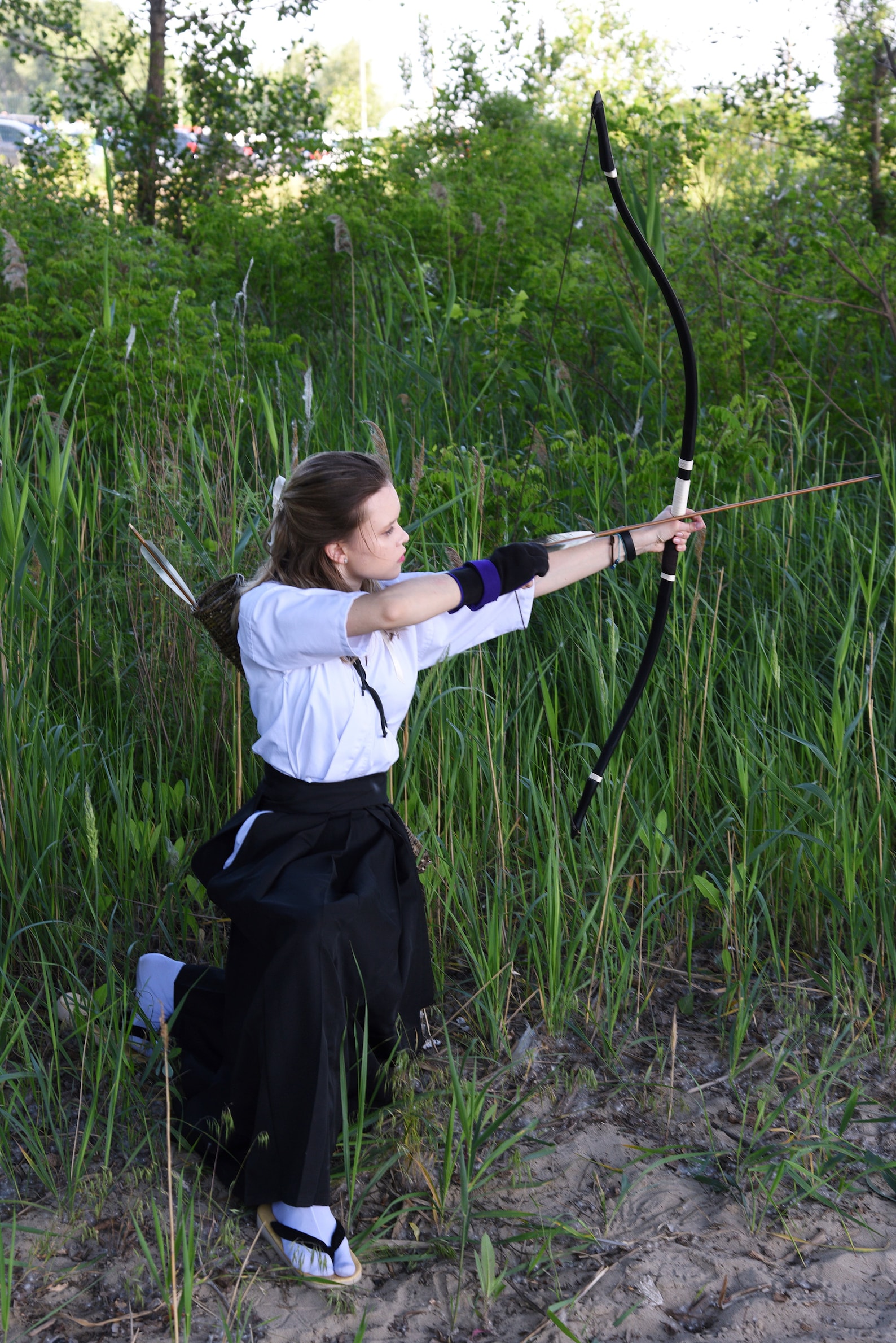 Traditional Hankyu or Half-yumi Bow, Japanese Black Kyudo Archery Bow ...