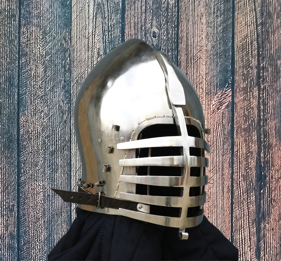 Steel Wolf Ribs Klapp Visor Helmet Knights Bascinet Helmet | Etsy