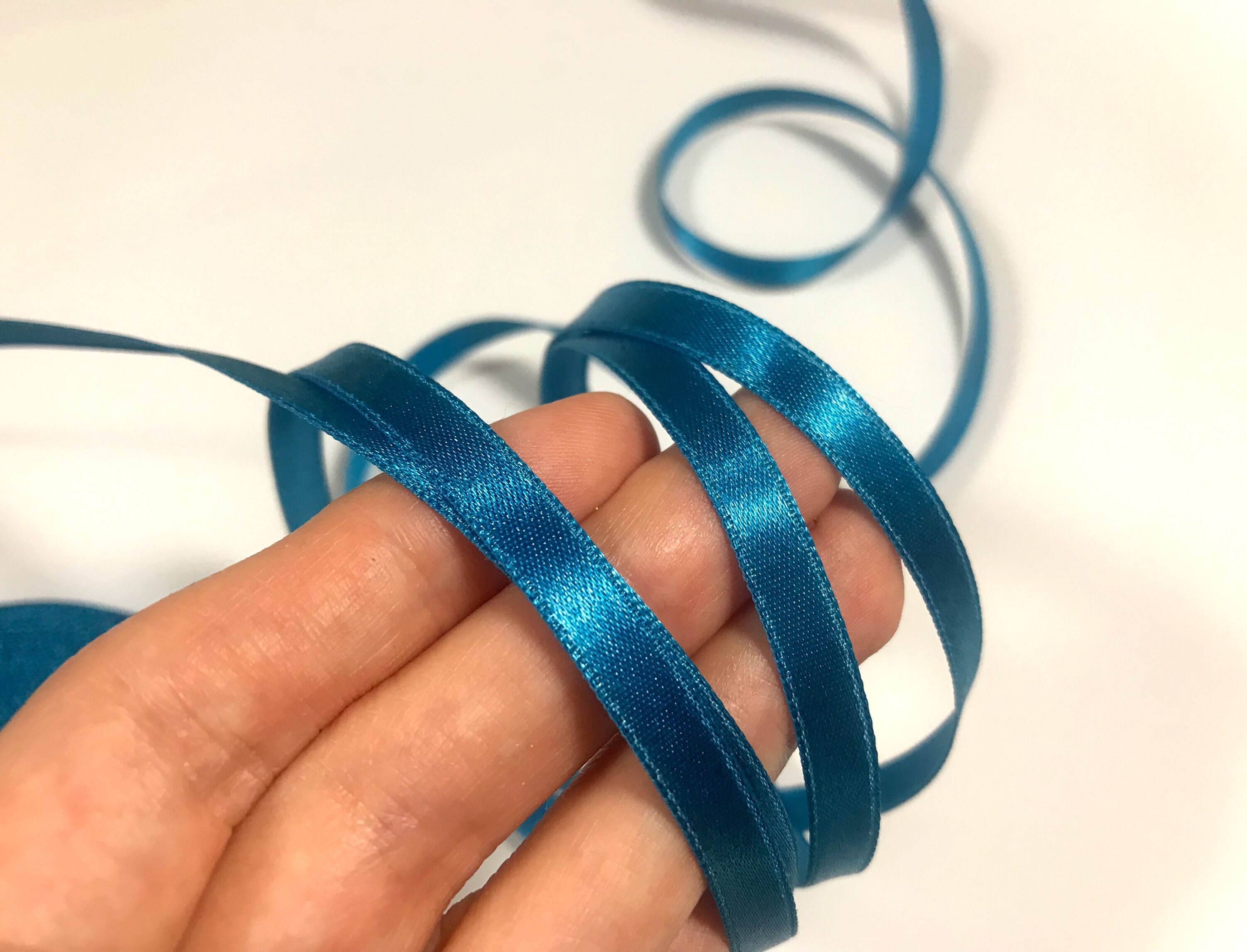 Teal Blue Satin Ribbons/ Width 1/4 inch 6 mm Length 1 to 5 or | Etsy