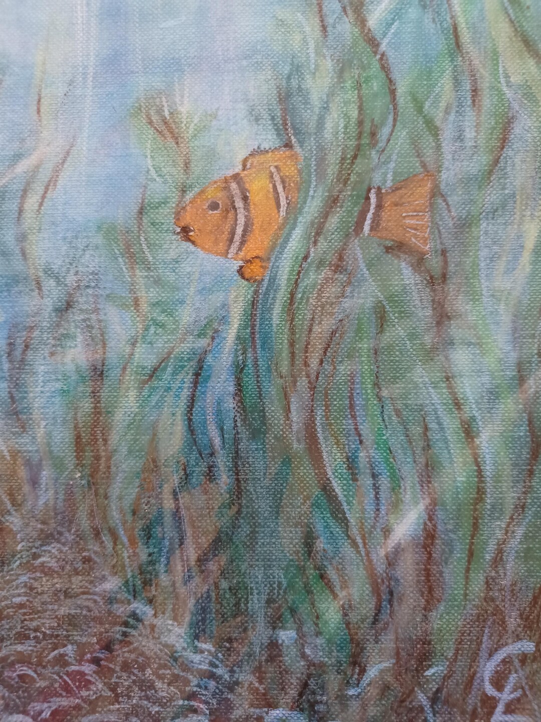 Nemo Clownfish Oil Pastel Chalk Painting Without Frame Art Unique Wall ...