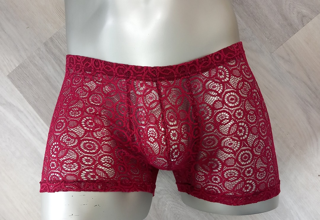 LAST ARTICLE Boxer Shorts Elastic Lace Circles Burgundy Men's Lingerie ...