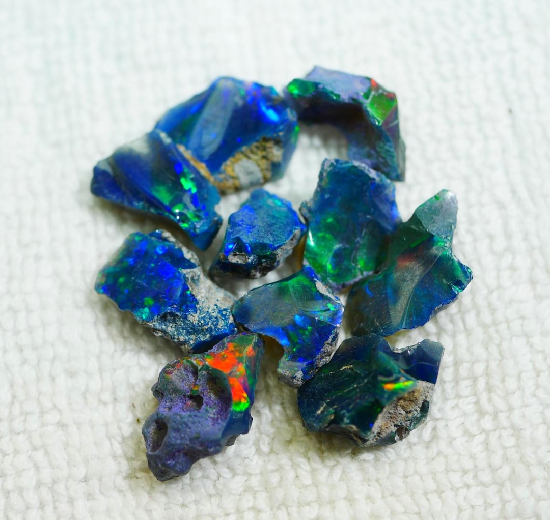 Ethiopian Black Opal Rough Lot: Multi-fire Gemstone for Jewelry (31.50 ...