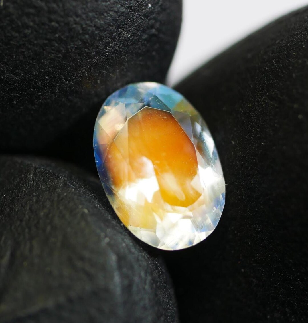 1.70CRT Natural Moonstone Facets With Red Fire for Jewelry Making Multi ...