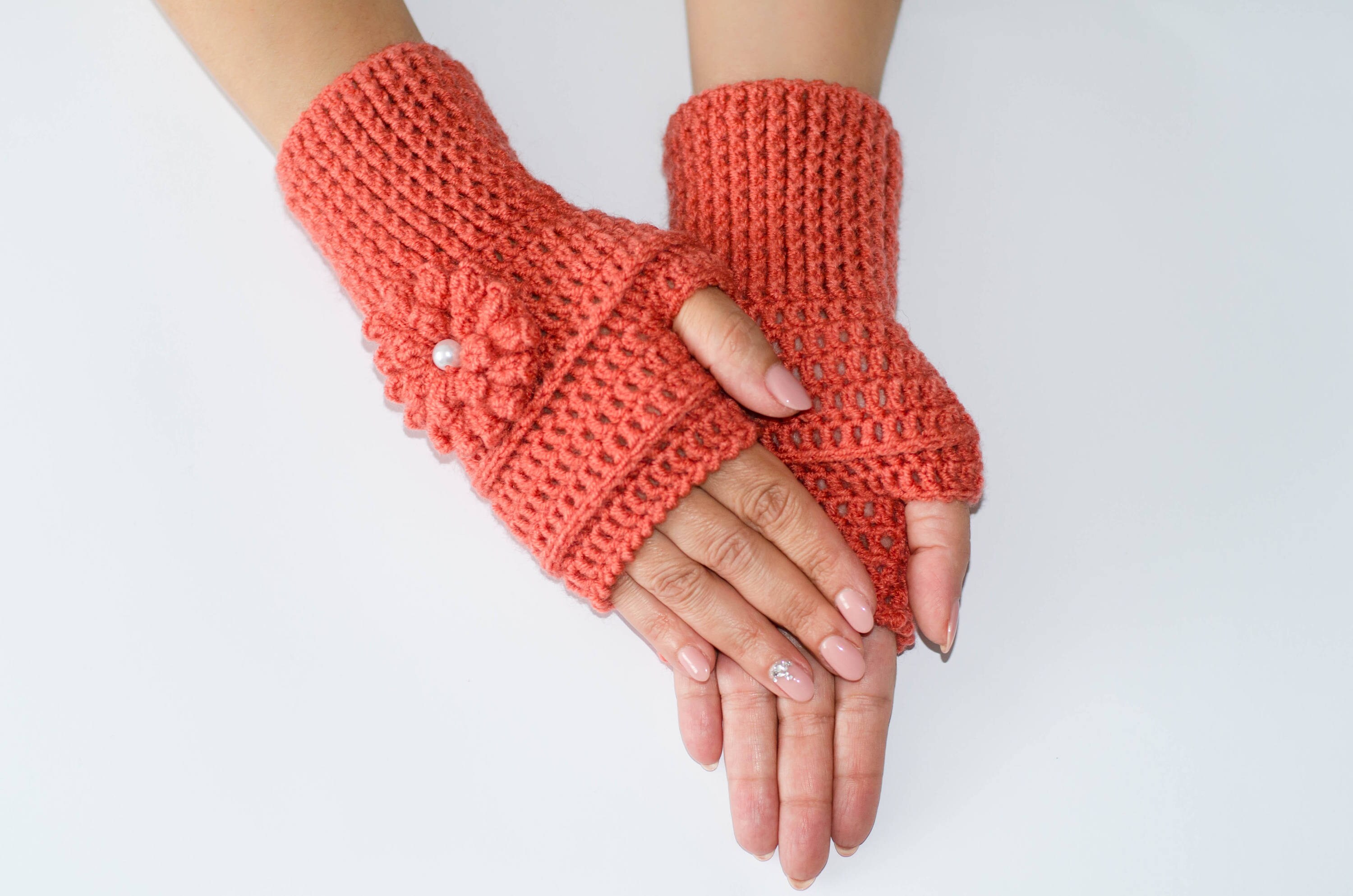 Flower gloves fingerless gloves knitted gloves fingerless | Etsy