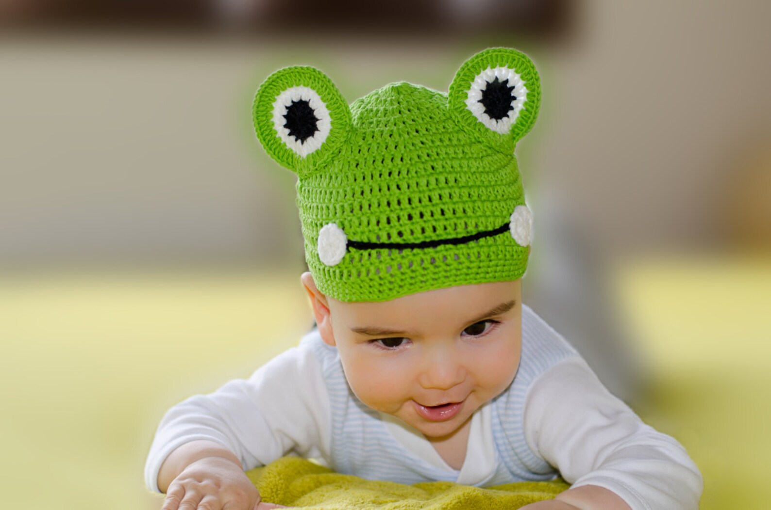 Crochet Frog Baby Boy Hat, Green Baby Hat, Animal Baby Hat, Baby Photo ...