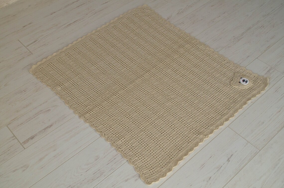 Beige Crochet Baby Blanket Knit Baby Blanket Bear Baby - Etsy