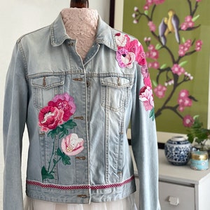 Hand Embroidered Denim Jacket for Women | Send in Service for Custom ...